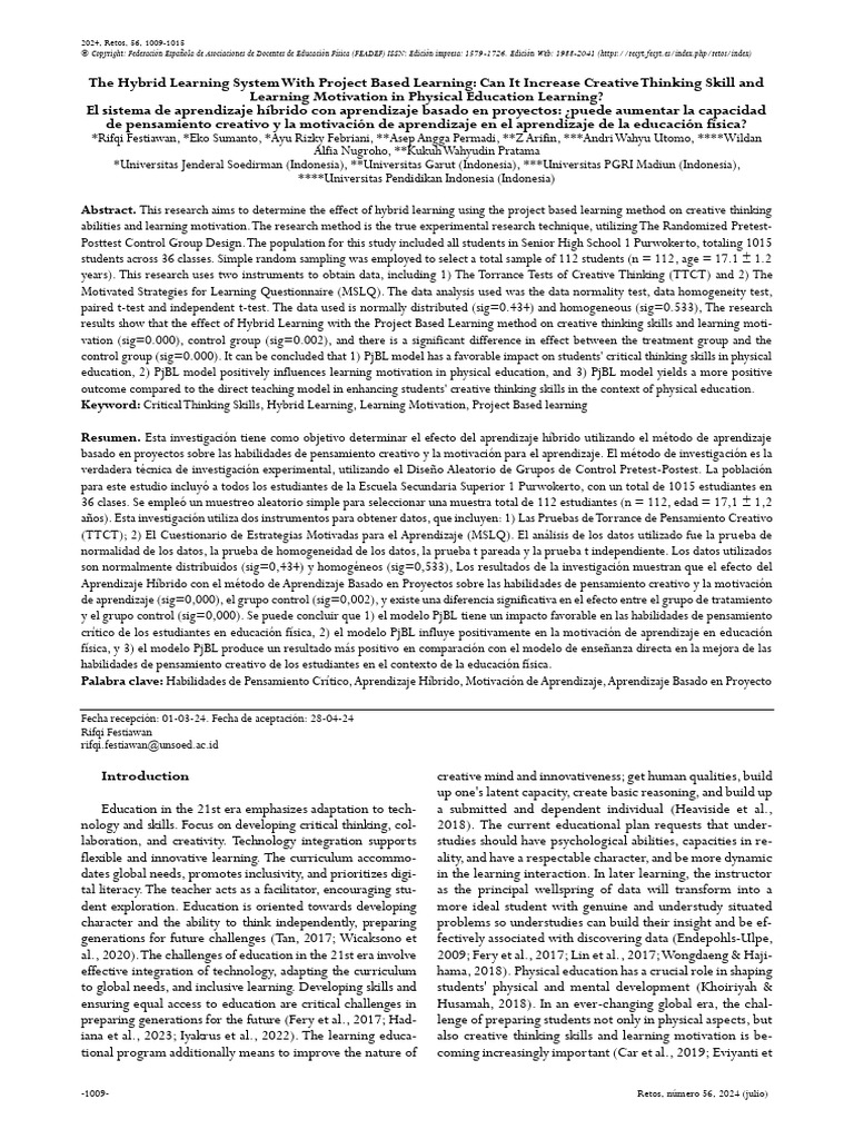 The Hybrid Learning System With Project Based Lear | PDF | Teoría de la educación | Conocimiento ...