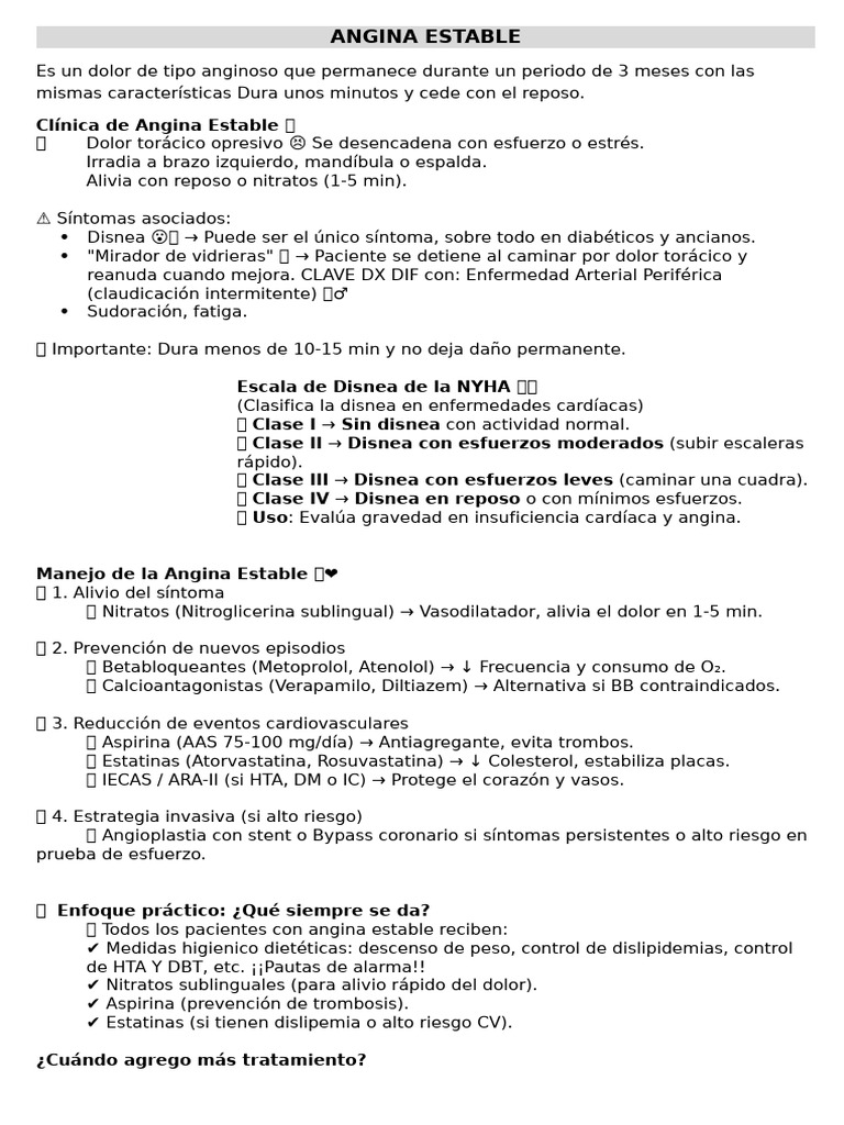 Angina Estable | PDF | Infarto de miocardio | Medicina CLINICA