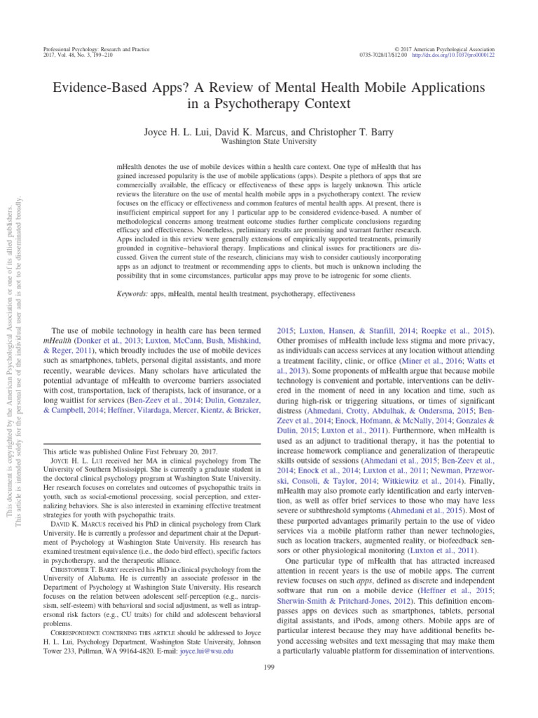 (2017) Evidence-Based Apps - A Review of Mental Health Mobile ...