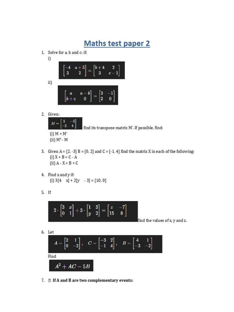 Matrix Questions | PDF