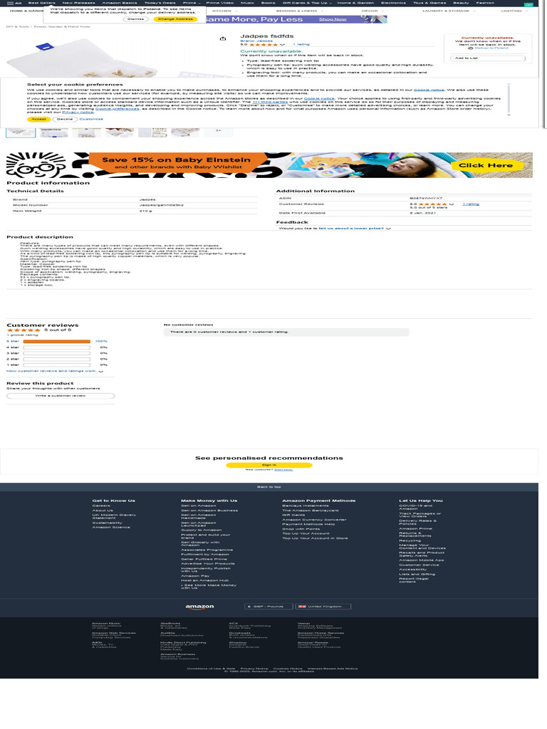 Jadpes Fsdfds - Amazon - Co.uk - DIY & Tools | PDF