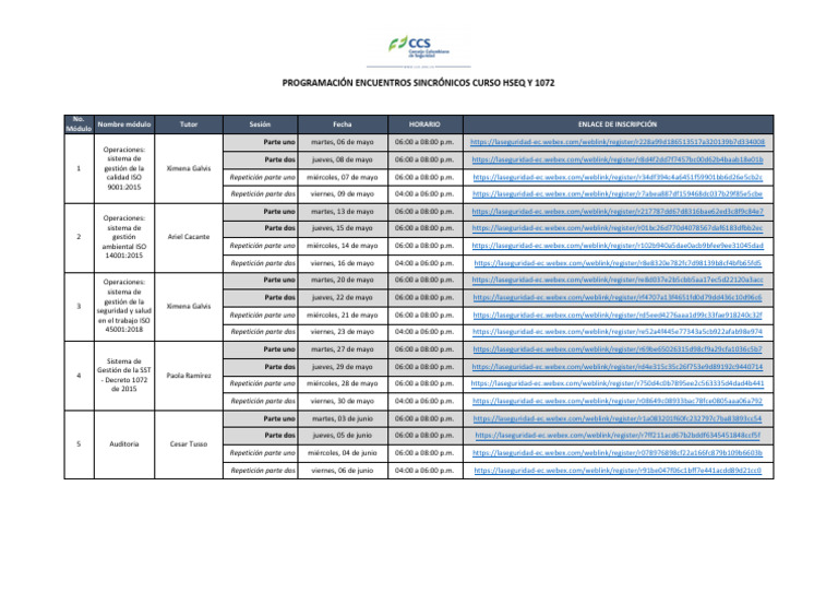 DC1255 2025 Programaci Oacute N Encuentros Sincr Oacute Nicos Curso HSEQ1072 | PDF