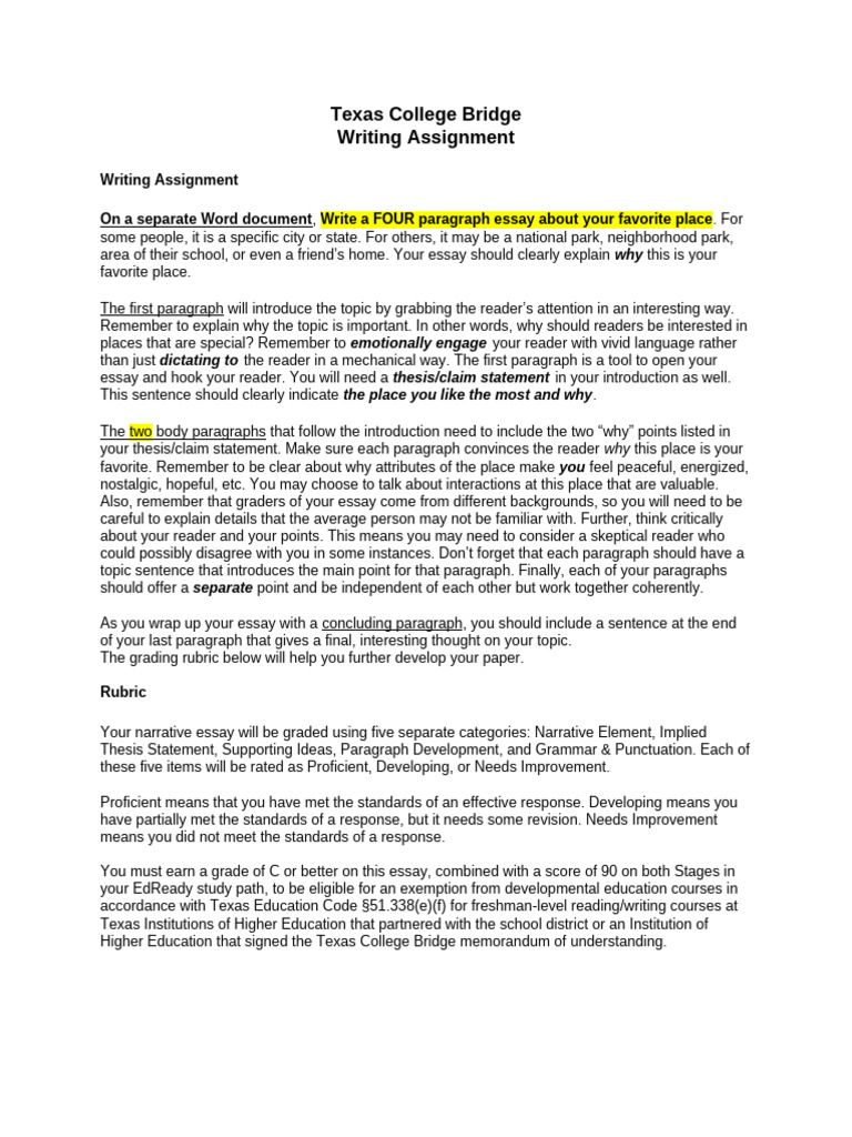 Writing Your Bridge Essay in Texas | PDF | Essays | Paragraph