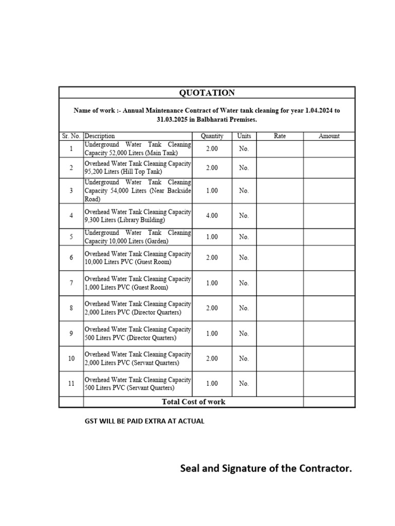 Quotation: Seal and Signature of The Contractor | PDF