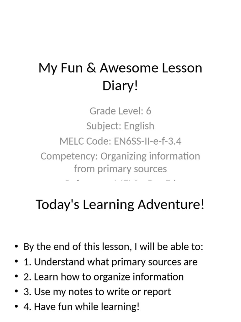 Lesson Diary Template | PDF