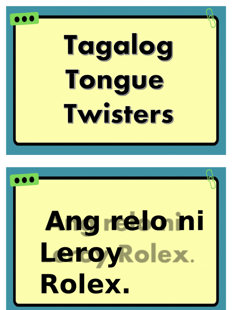 Tongue Twisters Tagalog Flashcards | PDF