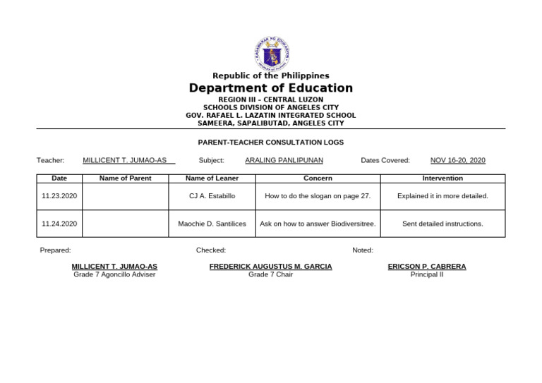 Consultation Logs 5 | PDF