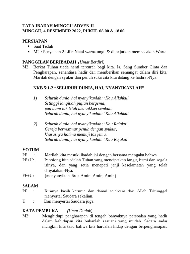 Tata Ibadah Minggu Adven II | PDF
