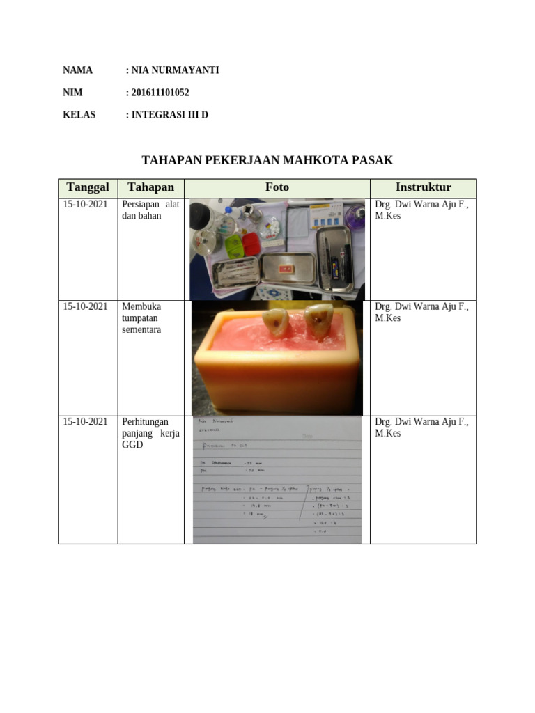 Tahapan Pekerjaan Mahkota Pasak | PDF