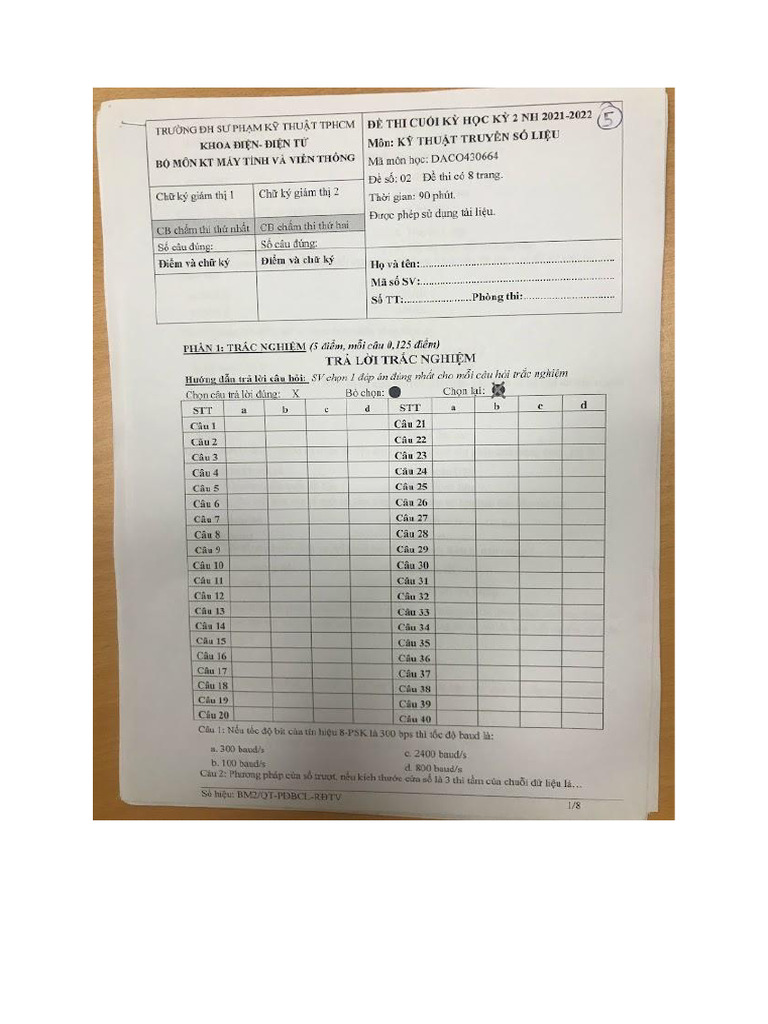 De Thi Va Dap An Mon Trac Nghiem KTTSL (BM KTMTVT 64) - 1659019095965 | PDF