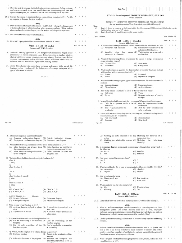 OODP 2024 July Paper | PDF | Class (Computer Programming) | C++