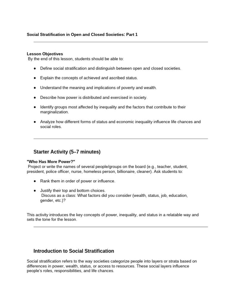 Understanding Social Stratification Concepts | PDF | Poverty | Poverty ...