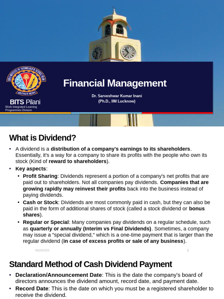 Session 13. Dividends and Other Payouts | PDF | Dividend | Share Repurchase