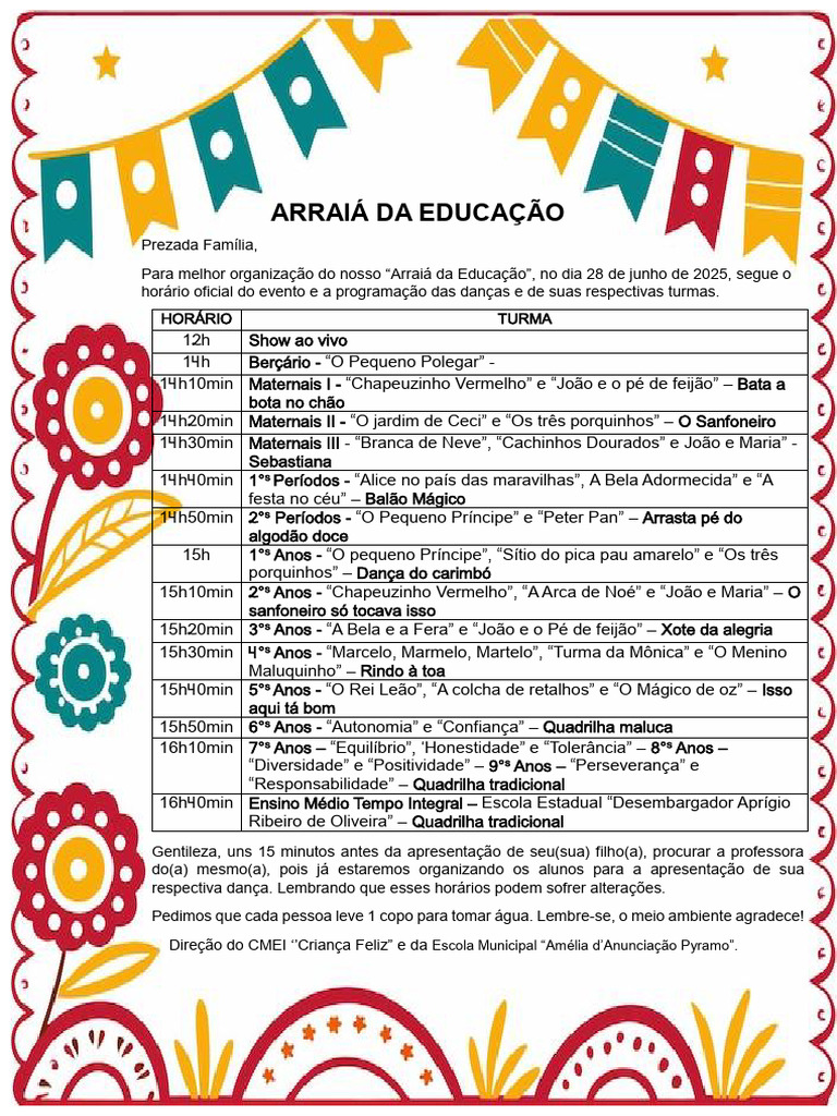 Cronograma Festa Junina 2025 | PDF