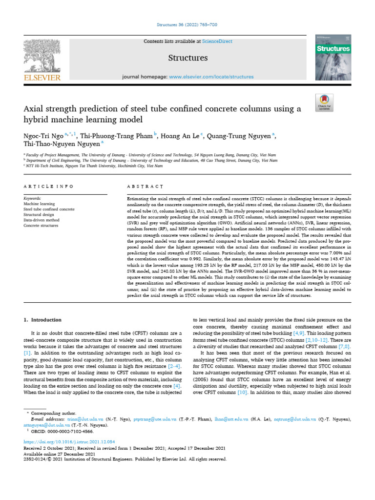 2021 - Axial Strength Prediction of Steel Tube Confined Concrete ...