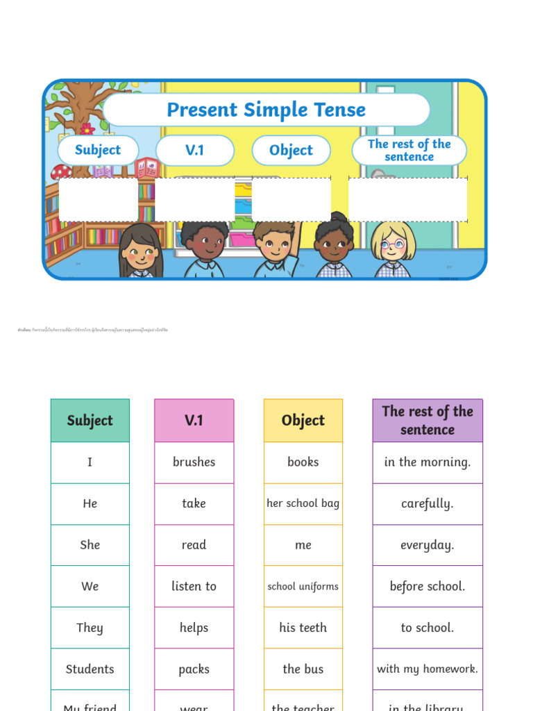 Back To School English Sentence Sliders Present Simple Tense | PDF