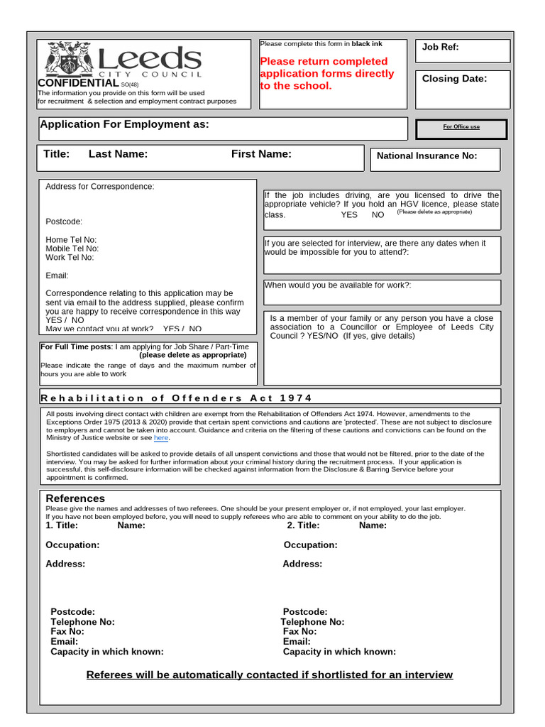 Schools Officer Application Form.358184808 | PDF | Heterosexuality ...