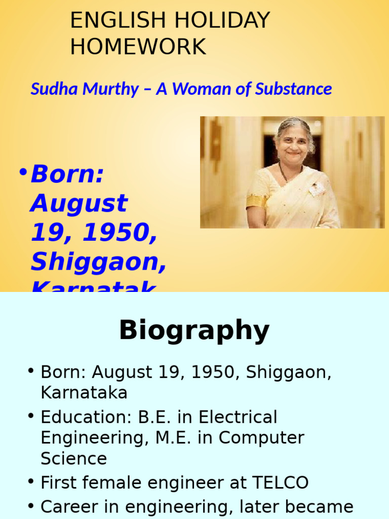 Sudha Murthy Presentation Styled | PDF