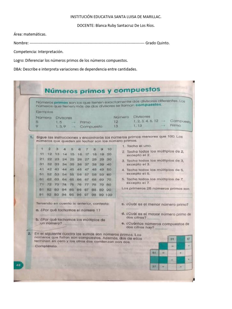 Guia 3 Matematicas 5to | PDF