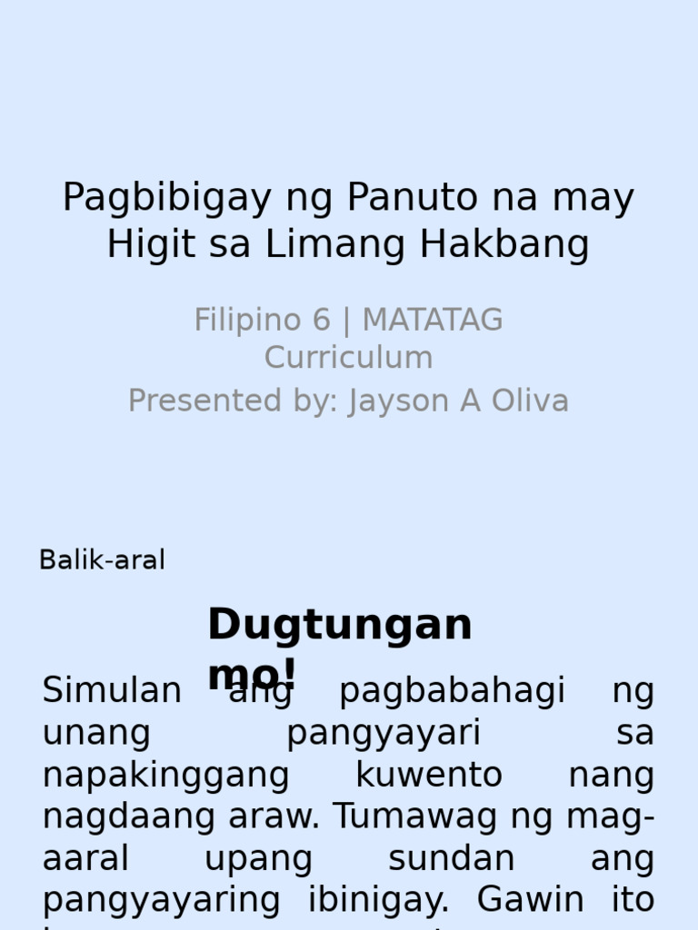 Pagbibigay NG Panuto Grade6 With BG | PDF