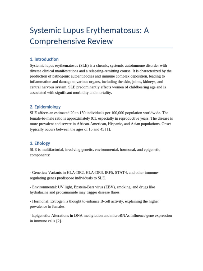 Systemic Lupus Erythematosus Review | PDF | Medicine | Medical Specialties