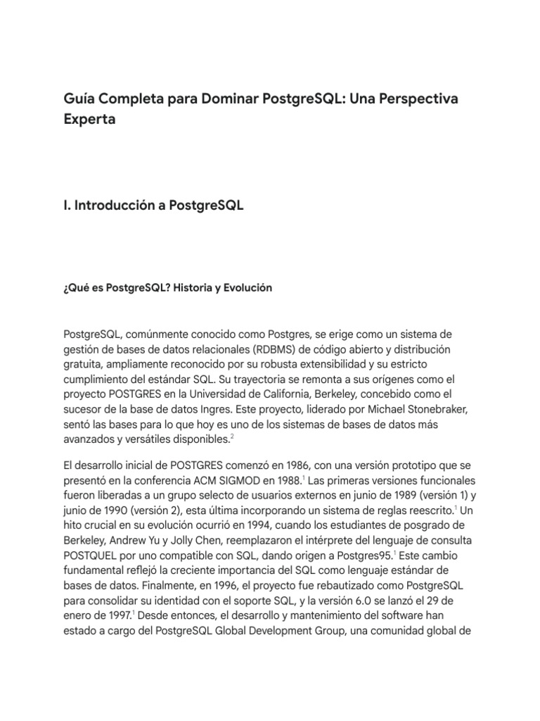 Guía Experto PostgreSQL Detallada | PDF | Postgre Sql | SQL