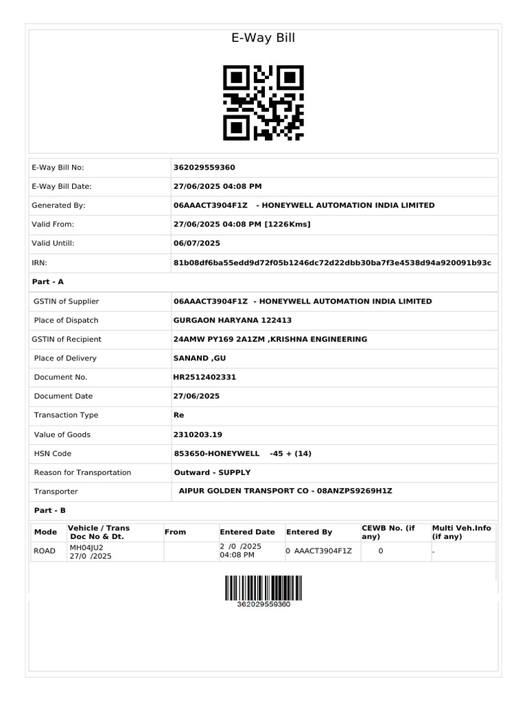 Eway Bill | PDF