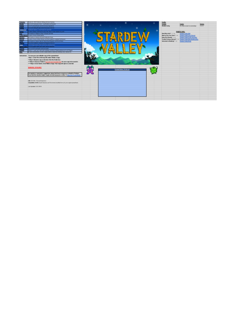 Stardew Valley 100% Perfection Guide | PDF