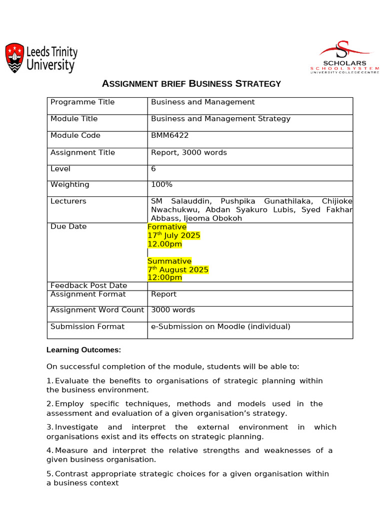 Cohort 7 Assignment Brief (BMS) | PDF | Educational Assessment | Plagiarism
