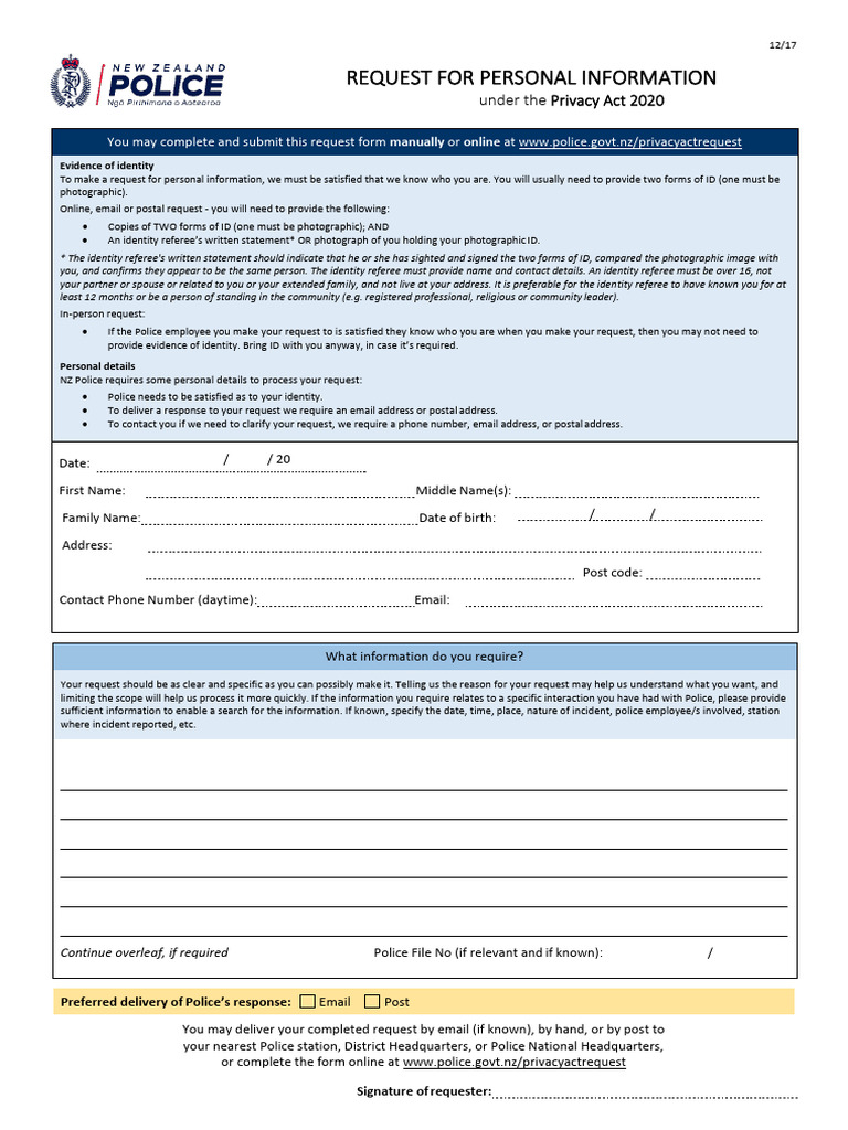 Privacy Act Personal Info Request Form | PDF