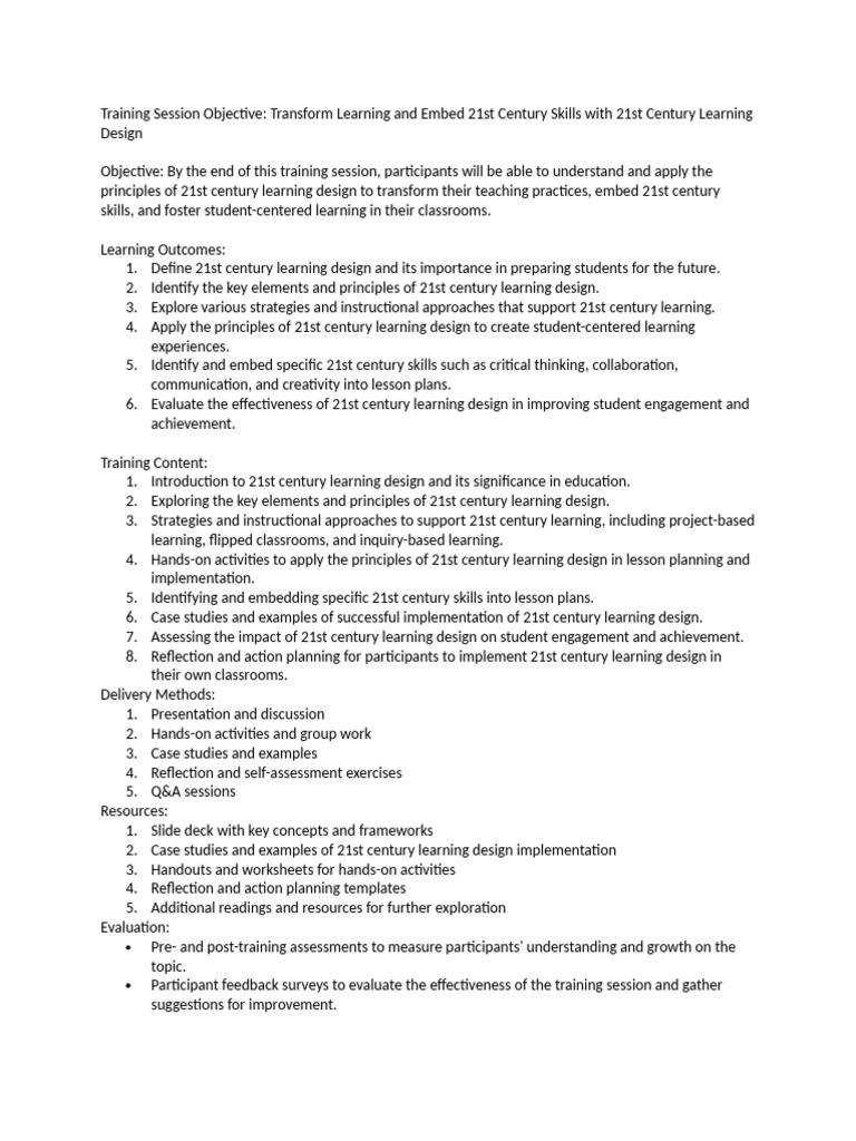 21st Century Learning Design Training | PDF | Instructional Design ...