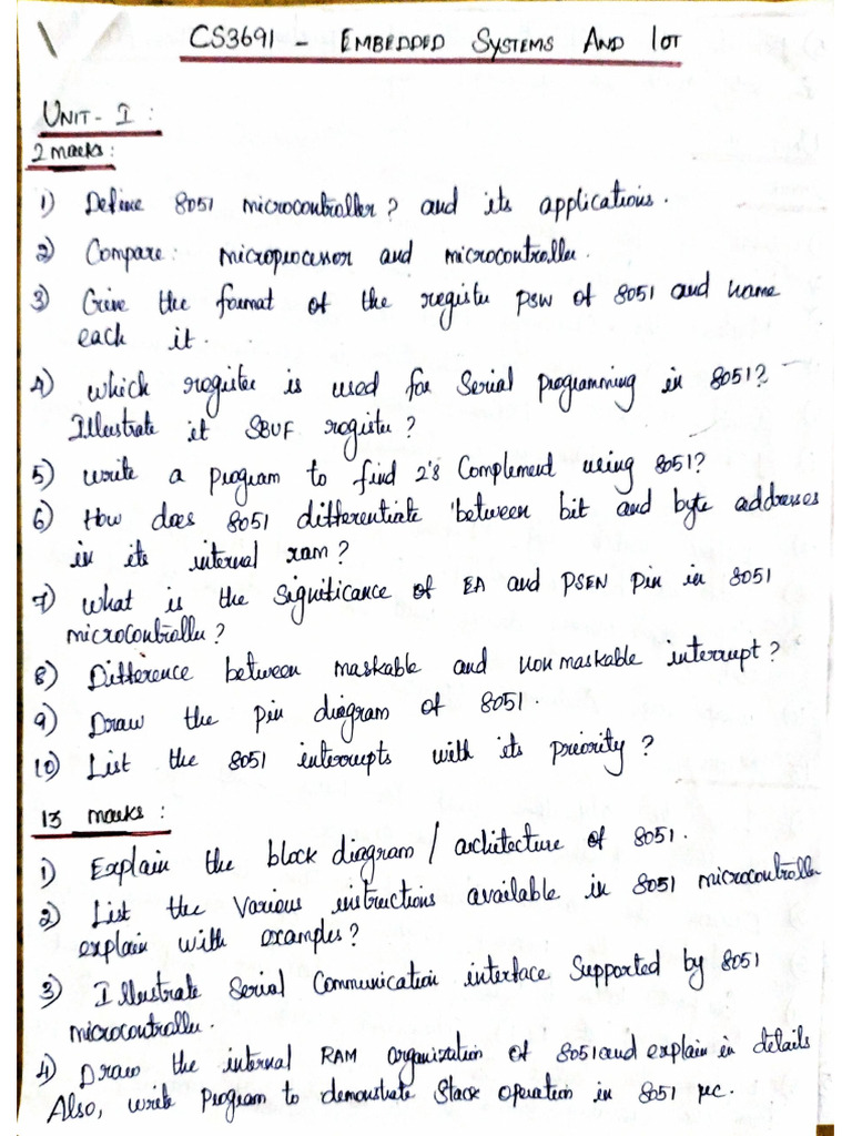 Emb&iot Unit Wise Imp Questions | PDF