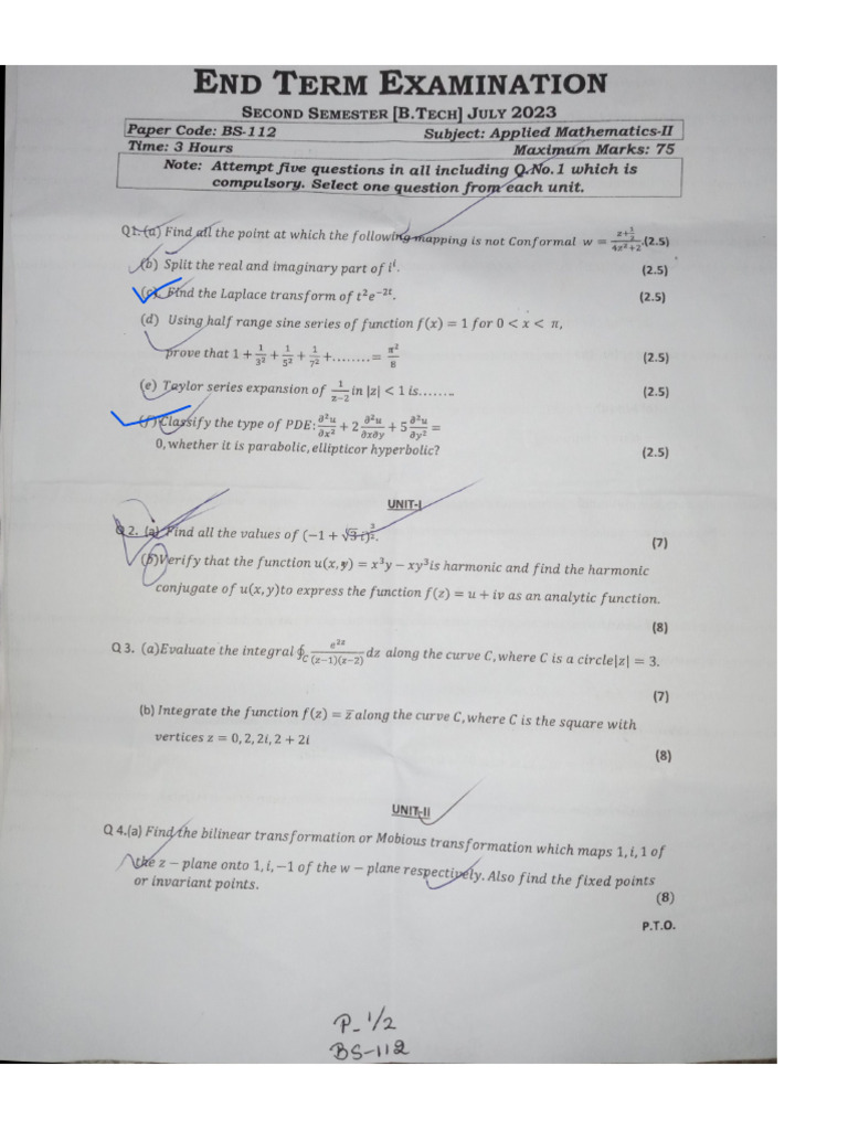 Maths II End Sem | PDF