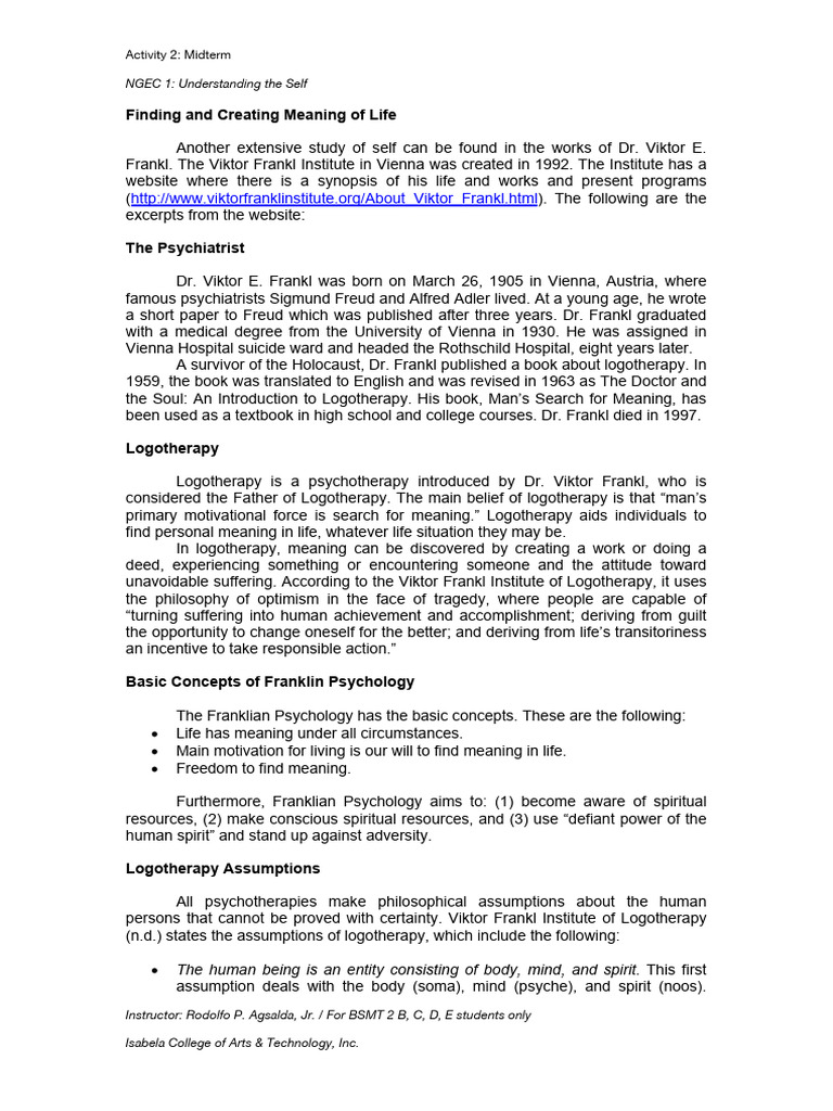 Module 10 Activity 2 For Midterm | PDF | Psychological Concepts | Behavioural Sciences