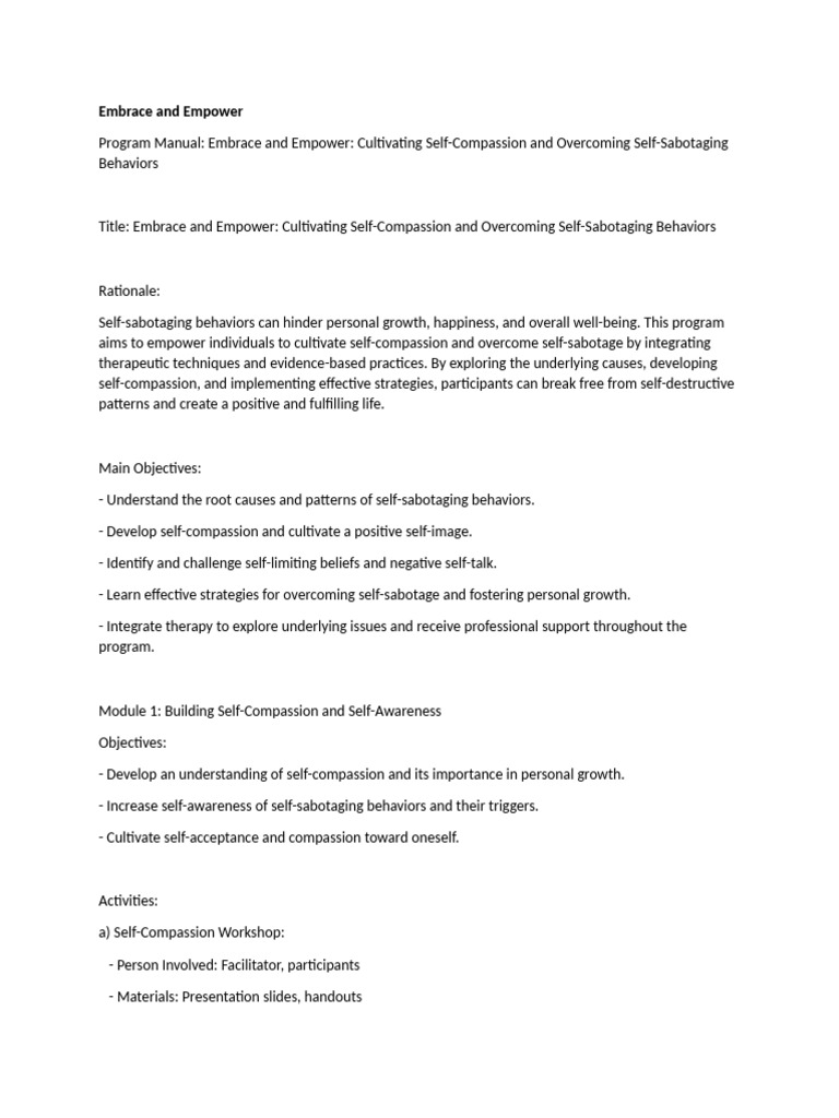 Embrace and Empower - Final | PDF | Goal Setting | Thought