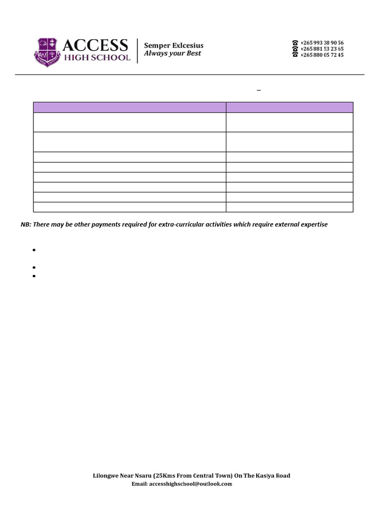 AHS - School Fees Schedule YR2-2 | PDF