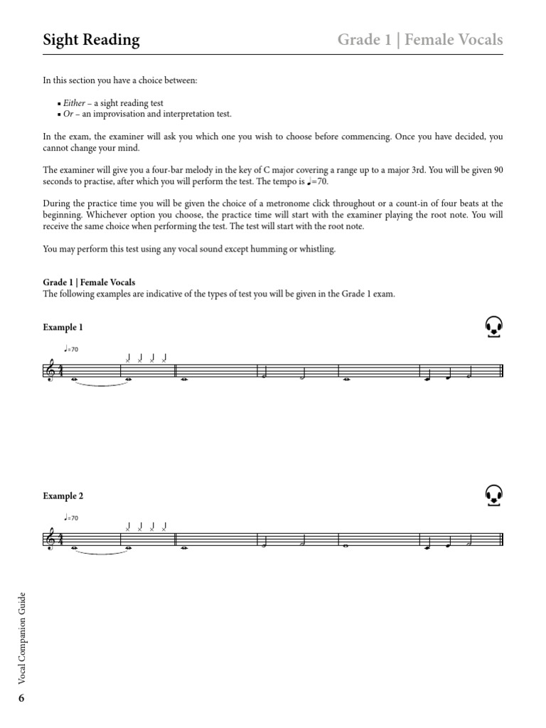 Grade 1-3 Vocal Sight Reading Guide | PDF | Tempo | Elements Of Music