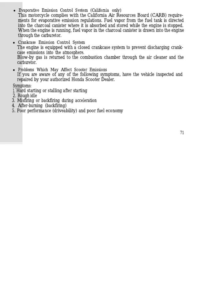 Manual de Usuario Honda CH250 (1986) (78 Páginas) | PDF