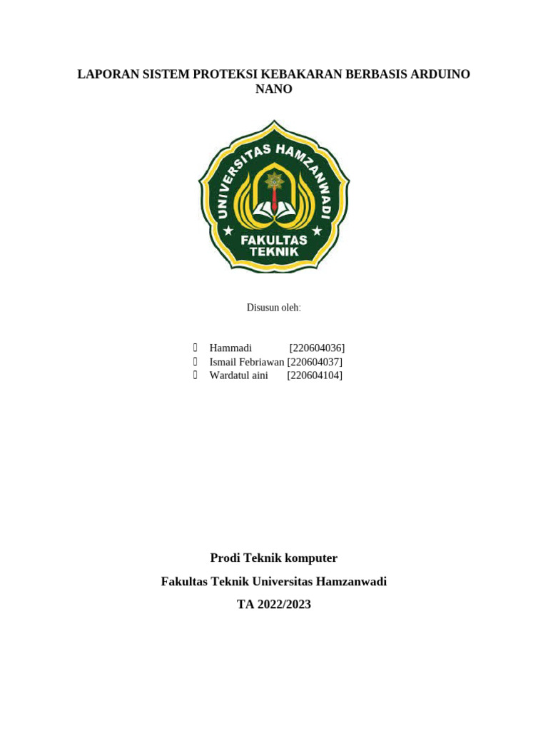 Laporan Sistem Proteksi Kebakaran Berbasis Arduino Nano | PDF
