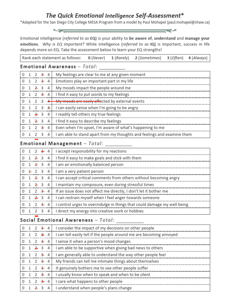 Emotional Intelligence - Questionnaire Copy 2 | PDF | Psychology | Emotions