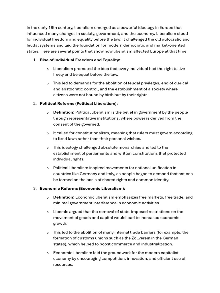 In The Early 19th Century | PDF | Liberalism | Political Science