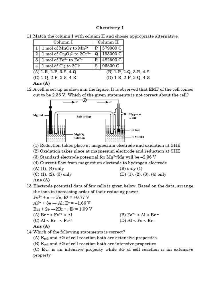c1 2iit Jee Batch 29 June 25 Q+keys | PDF | Redox | Magnesium