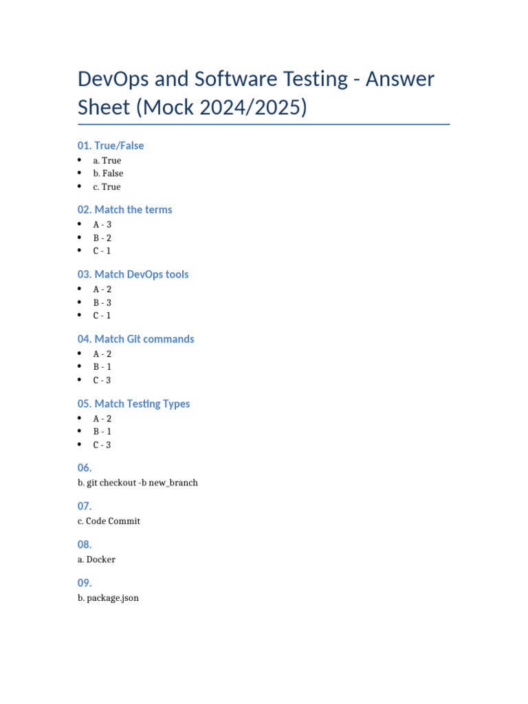 DevOps Answer Sheet 2024 2025 | PDF