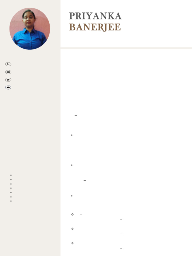 BIO DATA of Priyanka Banerjee | PDF | Databases | Computer Programming