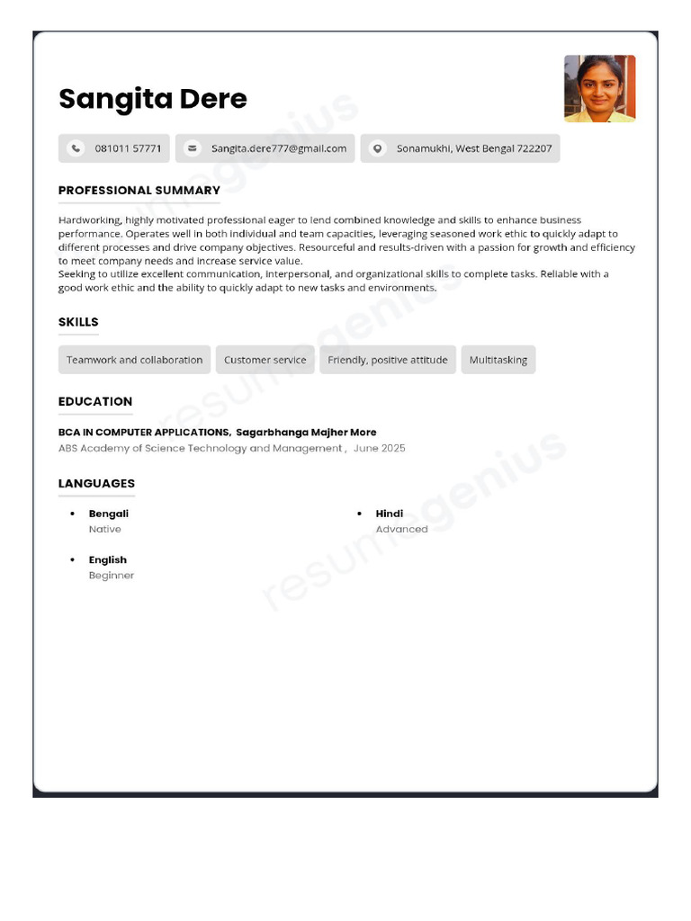 Sangita Resume | PDF