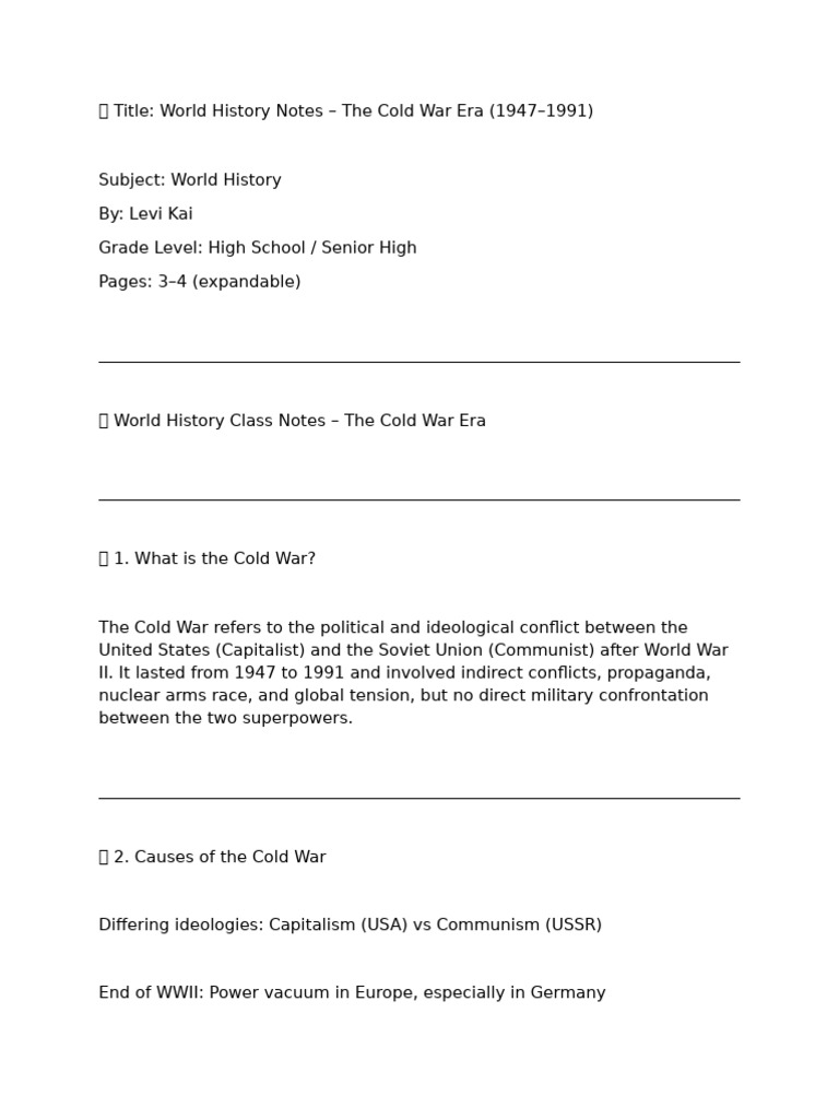 Cold War Overview and Key Events | PDF | Cold War | Soviet Union