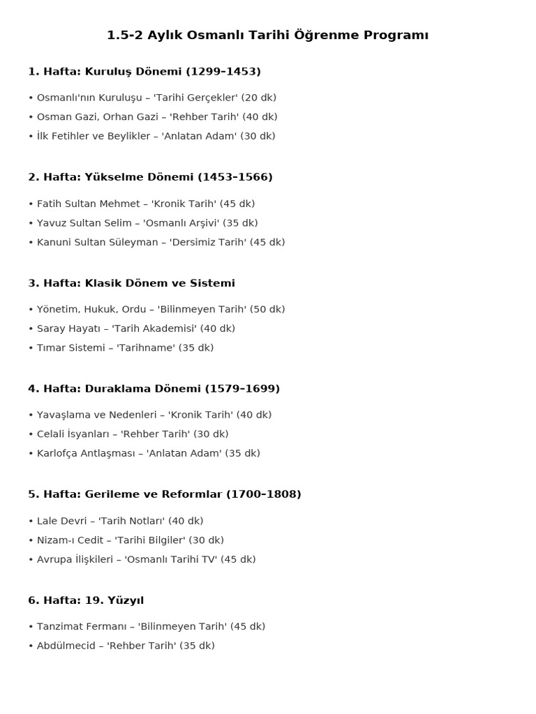 Osmanli Tarihi Ogrenme Programi | PDF