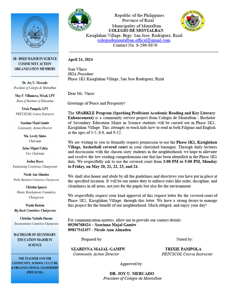 Request for HOA Court Usage Approval | PDF
