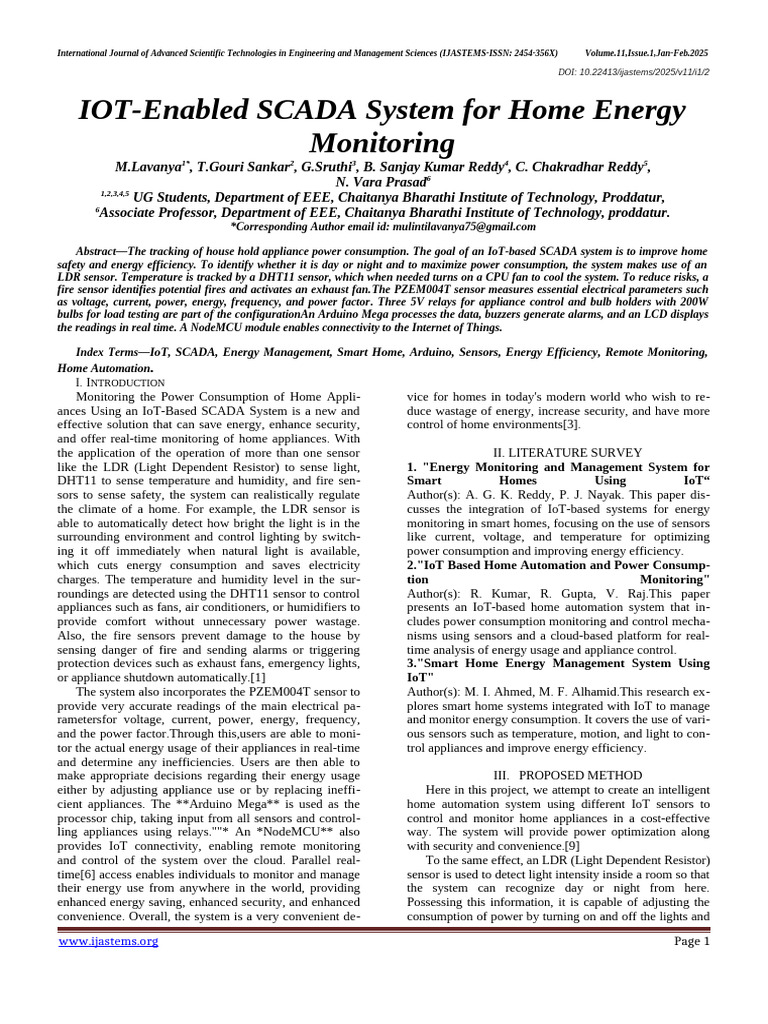 IOT - Enabled SCADA System For Home Energy Monitoring | PDF | Arduino | Internet Of Things
