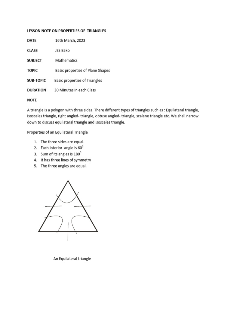 3345 - Lesson Note On Properties of Triangles | PDF